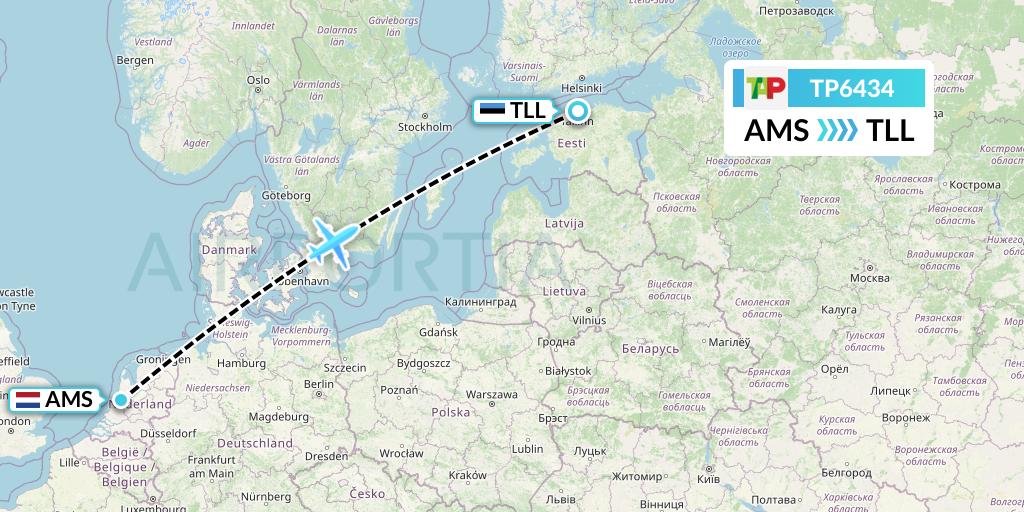 TP6434 Flight Status TAP Portugal: Amsterdam to Tallinn (TAP6434)
