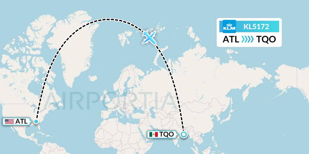 KL5172 Flight Status KLM: Atlanta to Tulum (KLM5172)