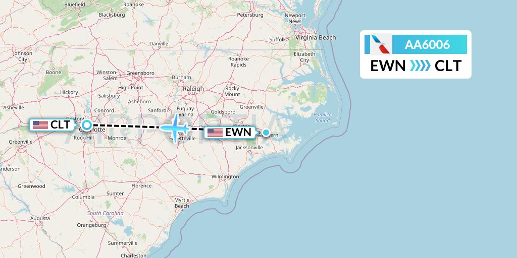 AA6006 Flight Status American Airlines: New Bern to Charlotte (AAL6006)
