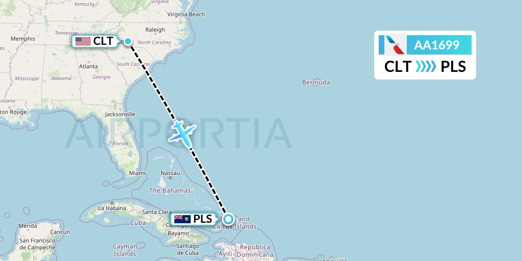 AA1699 Flight Status American Airlines: Charlotte to Providenciales ...