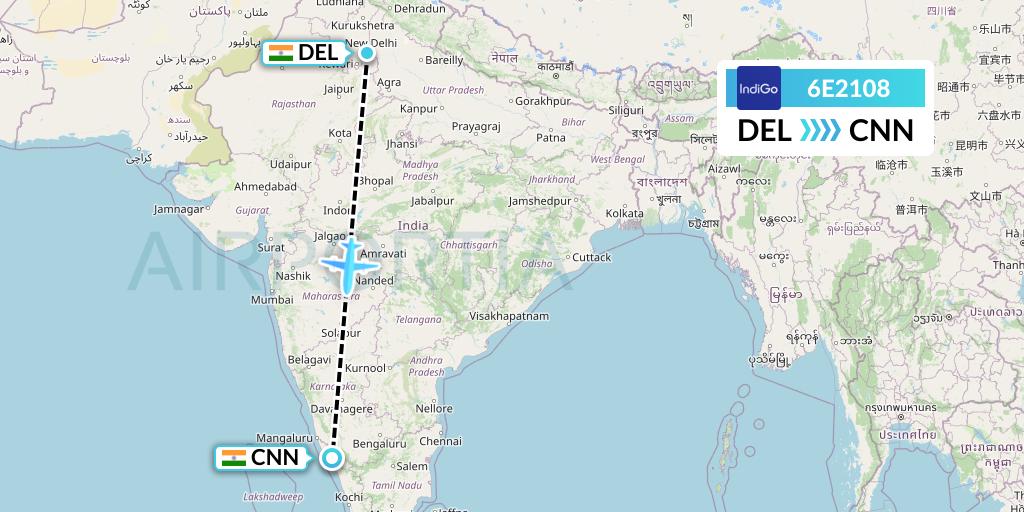 6E2108 Flight Status IndiGo Airlines: Delhi to Mattannur (IGO2108)