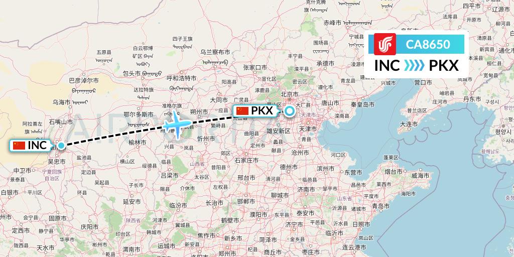 CA8650 Flight Status Air China: Yinchuan to Beijing (CCA8650)