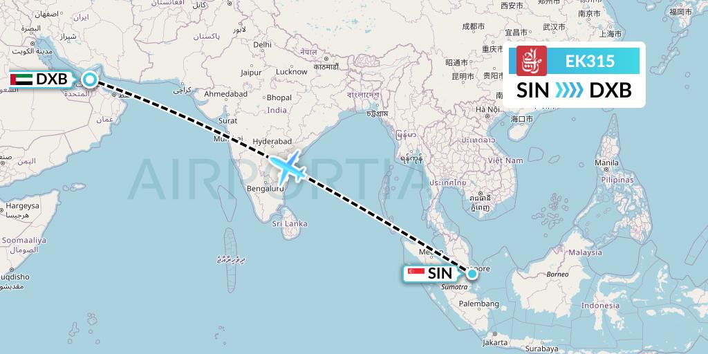 EK315 Flight Status Emirates: Singapore to Dubai (UAE315)