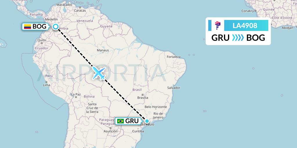 LA4908 Flight Status LAN Airlines: Sao Paulo to Bogota (LAN4908)