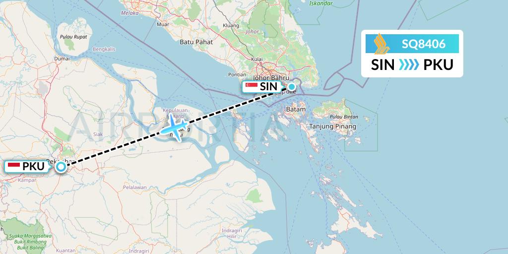 SQ8406 Flight Status Singapore Airlines: Singapore to Pekanbaru (SIA8406)