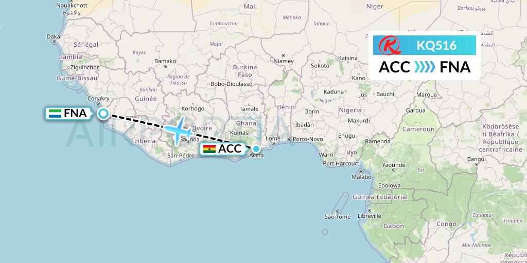 KQ516 Flight Status Kenya Airways: Accra to Freetown (KQA516)