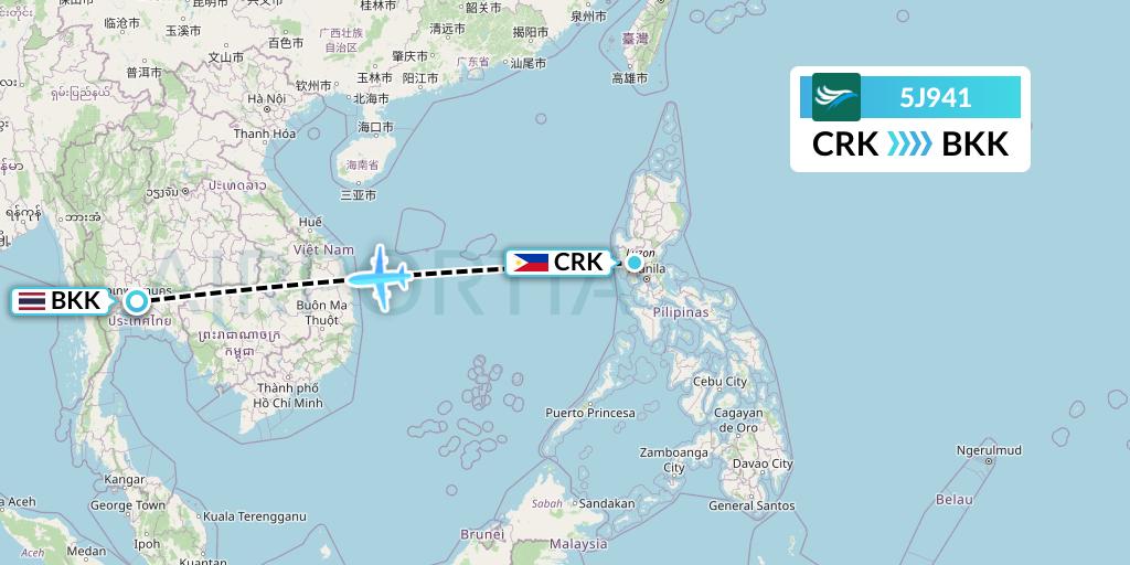 5J941 Flight Status CEBU Pacific Air: Angeles City to Bangkok (CEB941)