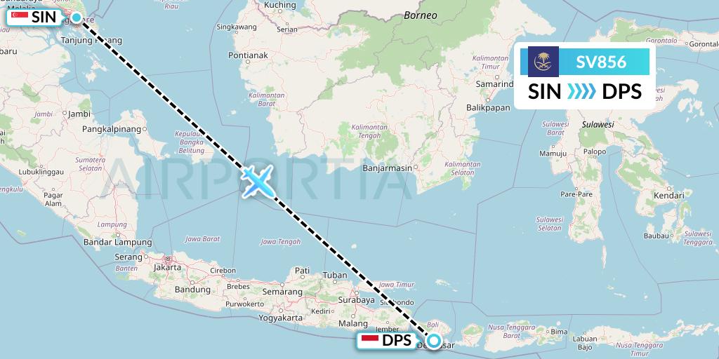 SV856 Flight Status Saudi Arabian Airlines: Singapore to Denpasar (SVA856)
