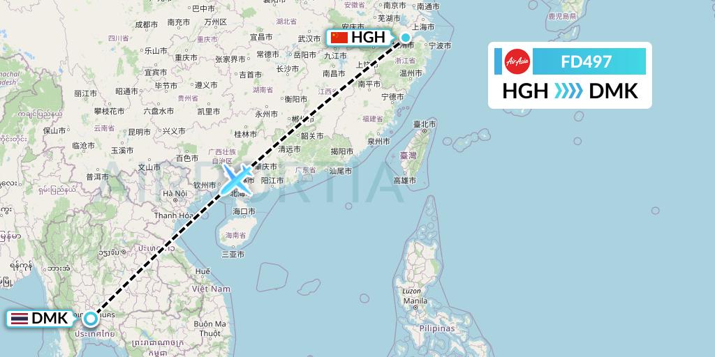 FD497 Flight Status Thai AirAsia: Hangzhou to Bangkok (AIQ497)
