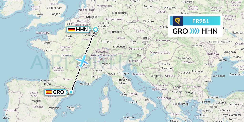 FR981 Flight Status Ryanair: Girona to Hahn (RYR981)