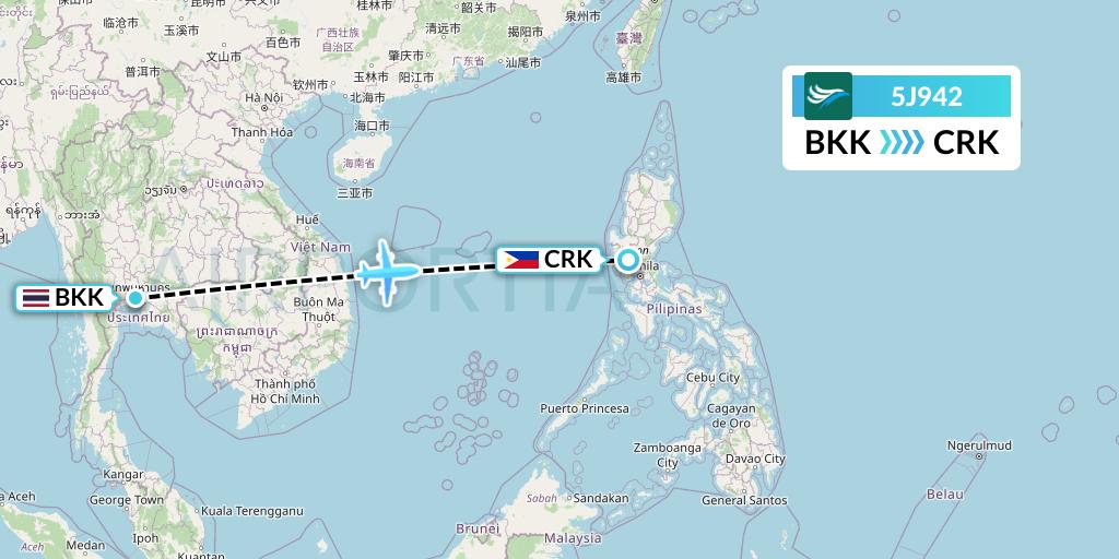 5J942 Flight Status CEBU Pacific Air: Bangkok to Angeles City (CEB942)