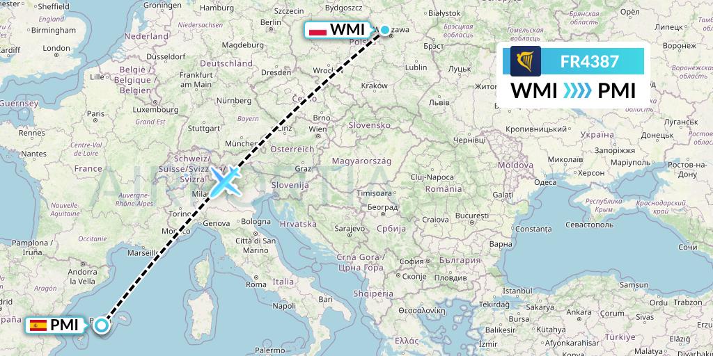 FR4387 Flight Status Ryanair: Warsaw to Palma de Mallorca (RYR4387)