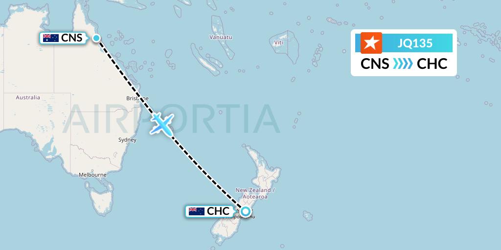JQ135 Flight Status Jetstar Airways: Cairns to Christchurch (JST135)