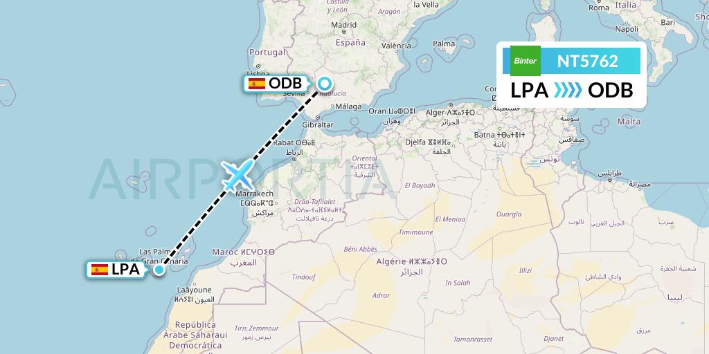 NT5762 Flight Status Binter Canarias: Las Palmas to Cordoba (IBB5762)
