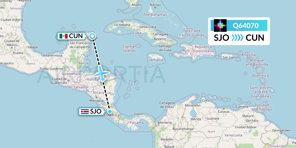 Q64070 Flight Status Volaris Costa Rica: San Jose to Cancun (VOC4070)