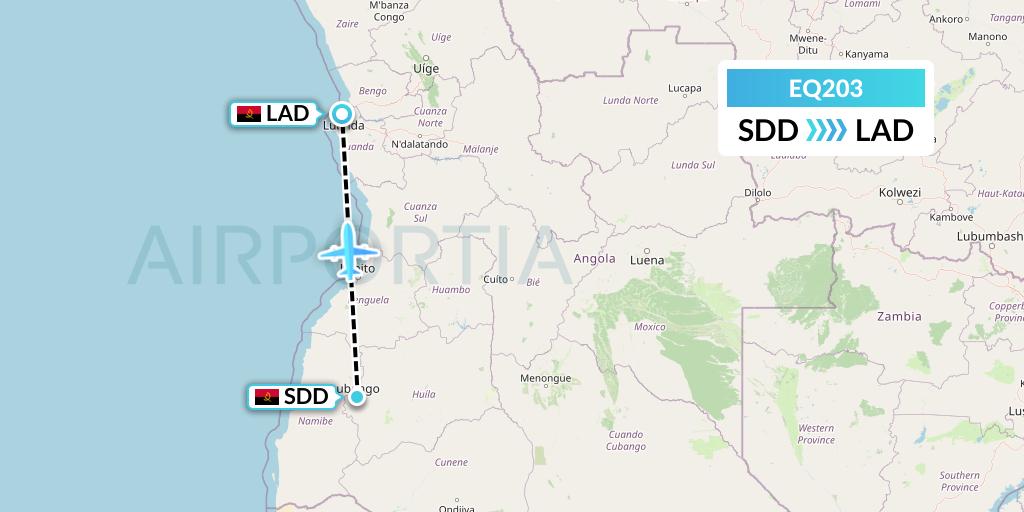 EQ203 Flight Status Fly Angola: Lubango to Luanda