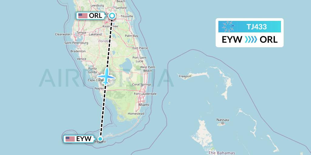 TJ433 Flight Status Tradewind Aviation: Key West to Orlando (GPD433)
