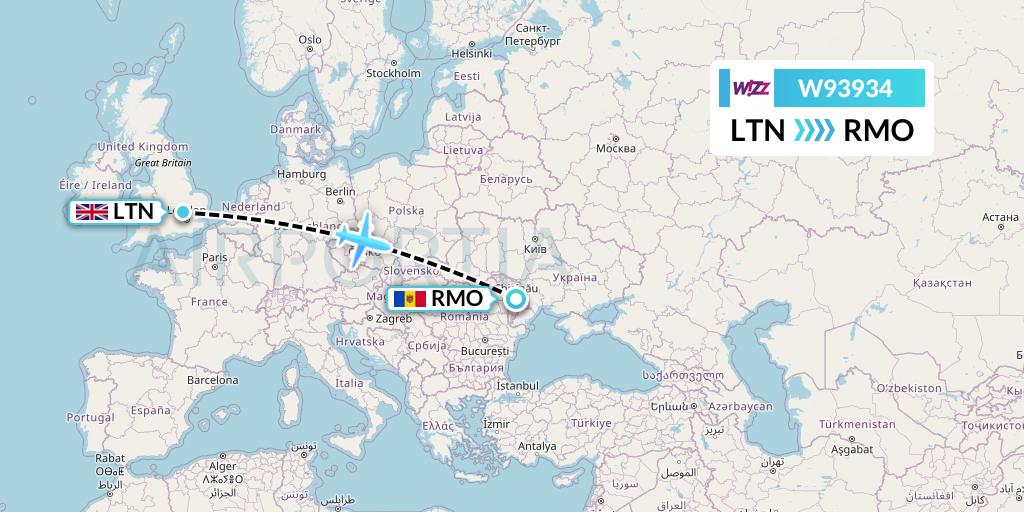 W93934 Flight Status Wizz Air UK: London to Chisinau (WUK3934)