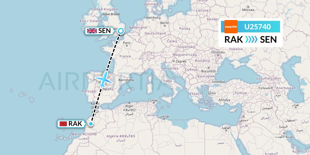 U25740 Flight Status EasyJet: Marrakesh to Southend (EZY5740)