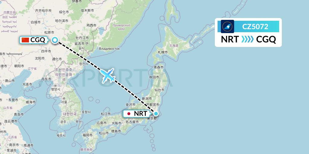 CZ5072 Flight Status China Southern Airlines: Tokyo to Changchun (CSN5072)