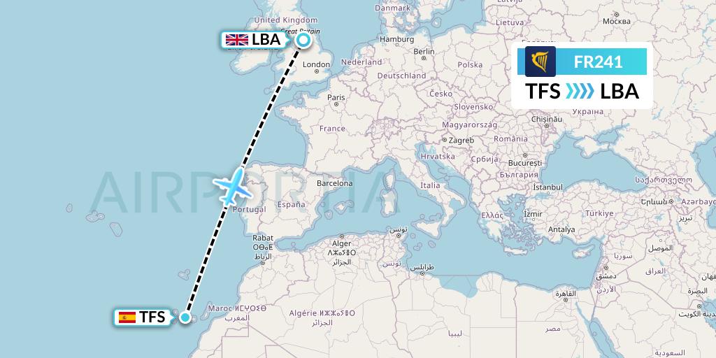 FR241 Flight Status Ryanair: Tenerife to Leeds (RYR241)