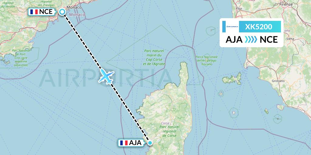 XK5200 Flight Status Air Corsica: Ajaccio to Nice (CCM5200)