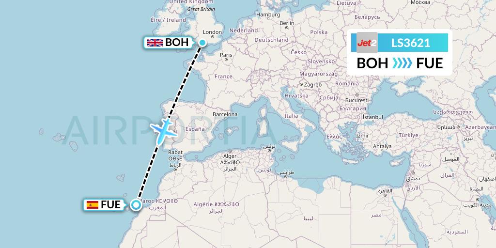 LS3621 Flight Status Jet2: Bournemouth to Fuerteventura (EXS3621)