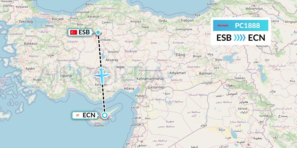 PC1888 Flight Status Pegasus Airlines: Ankara to Tymvou (PGT1888)