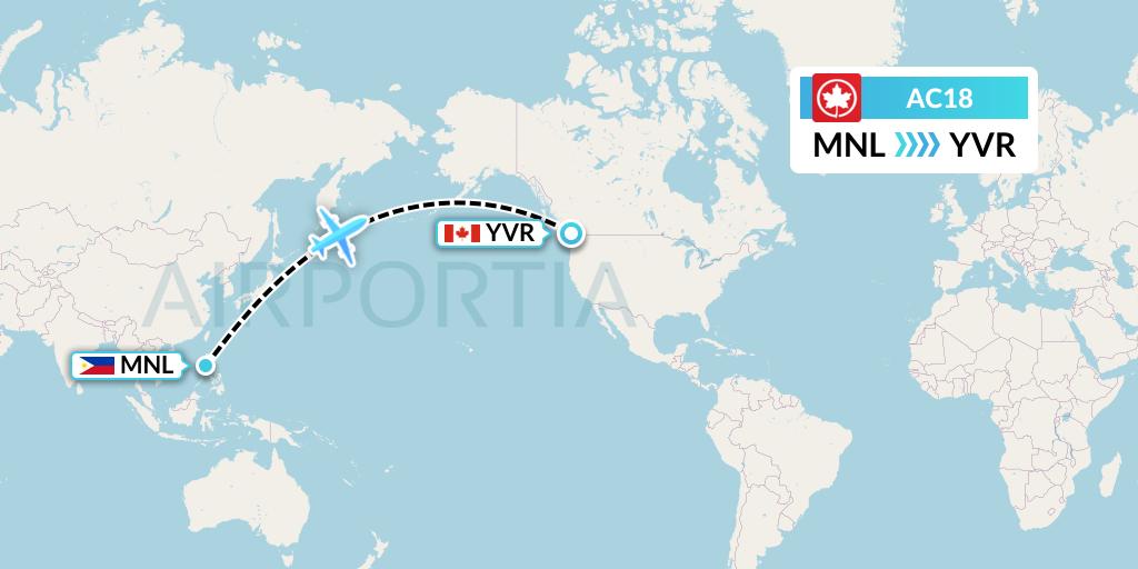 AC18 Flight Status Air Canada: Manila to Vancouver (ACA18)