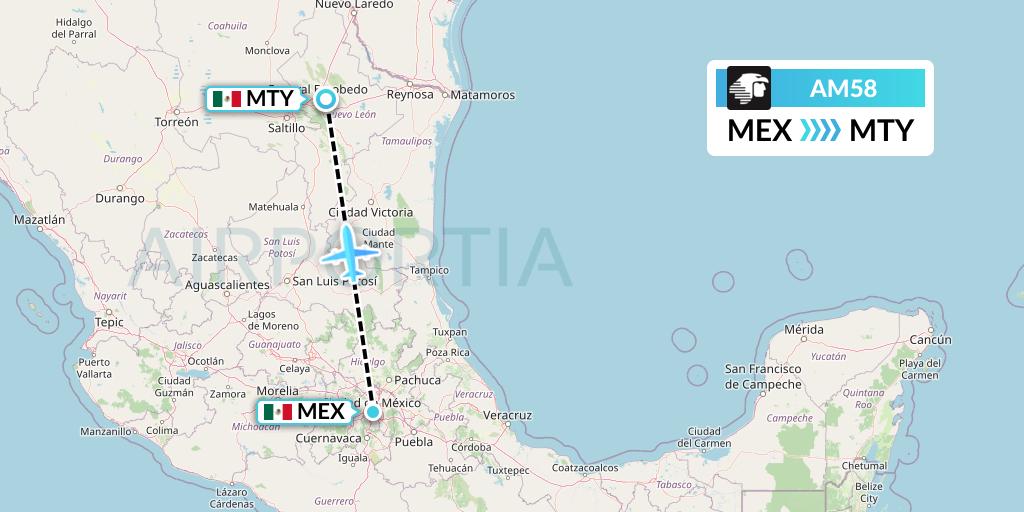 AM58 Flight Status Aeromexico: Mexico City to Monterrey (AMX58)