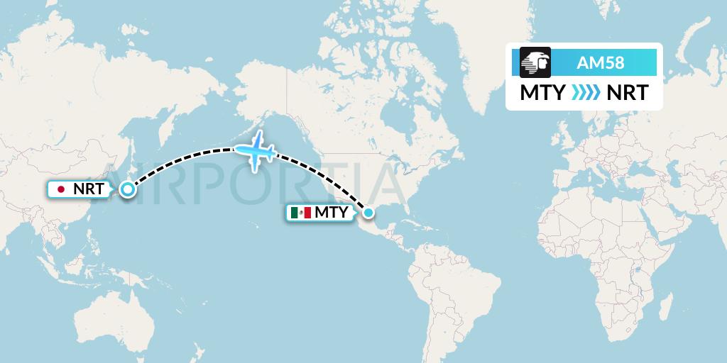 AM58 Flight Status Aeromexico: Monterrey to Tokyo (AMX58)