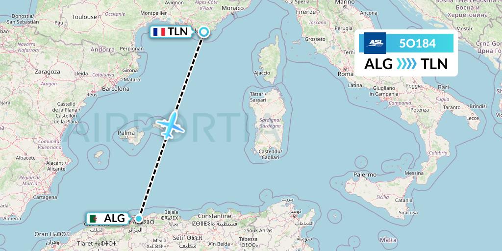 5O184 Flight Status ASL Airlines France: Algiers to Toulon (FPO184)