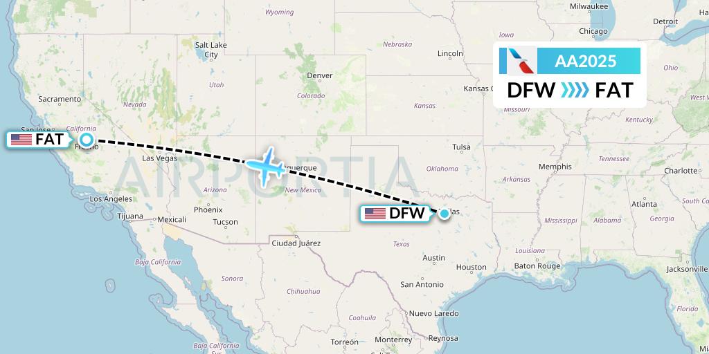 AA2025 Flight Status American Airlines: Dallas to Fresno (AAL2025)