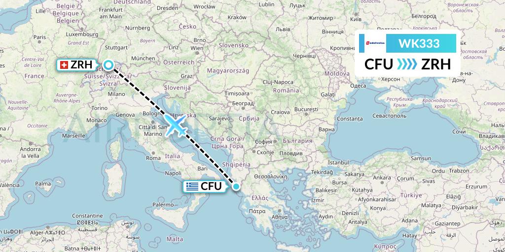 WK333 Flight Status Edelweiss Air: Corfu to Zurich (EDW333)