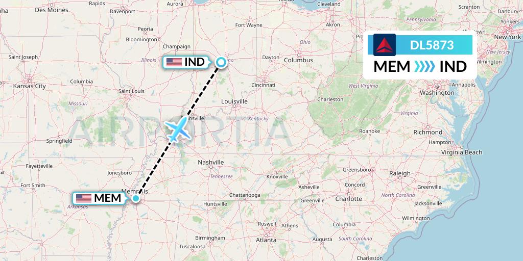 DL5873 Flight Status Delta Air Lines: Memphis to Indianapolis (DAL5873)