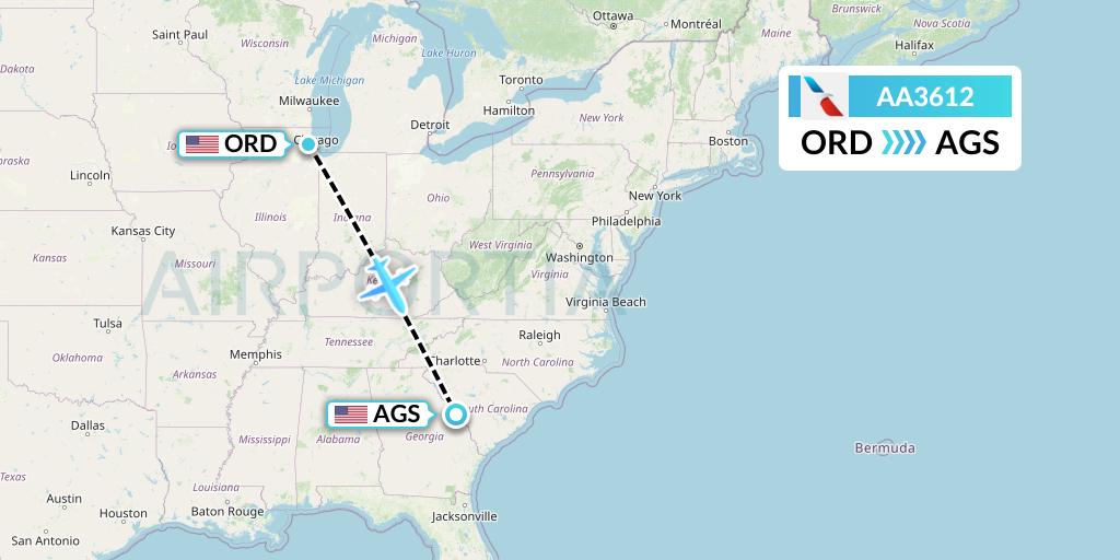 AA3612 Flight Status American Airlines: Chicago to Augusta (AAL3612)