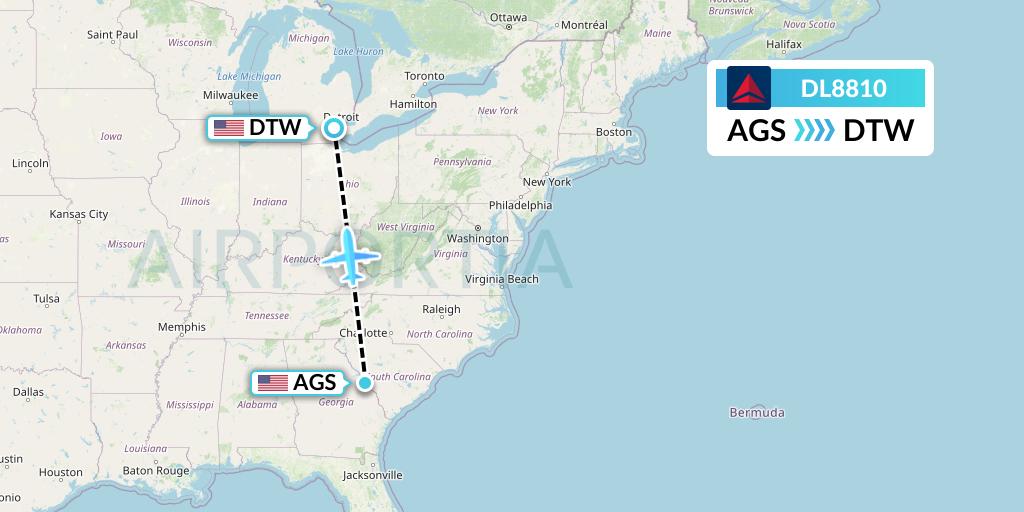 DL8810 Flight Status Delta Air Lines: Augusta to Detroit (DAL8810)