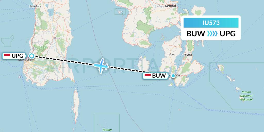 IU573 Flight Status Pt. Super Air Jet: Bau-Bau to Makassar (SJV573)