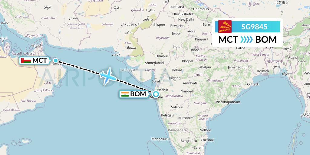 SG9845 Flight Status SpiceJet: Muscat to Mumbai (SEJ9845)