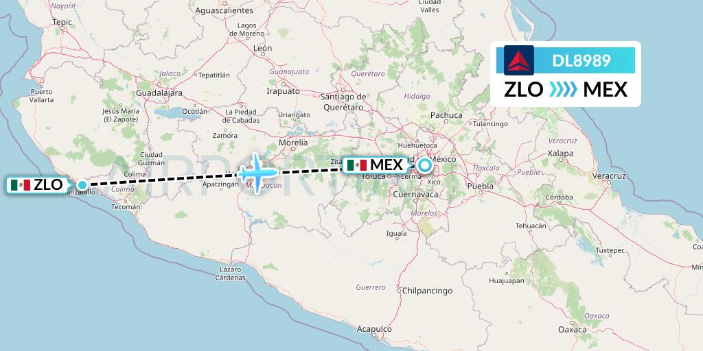 DL8989 Flight Status Delta Air Lines: Manzanillo to Mexico City (DAL8989)