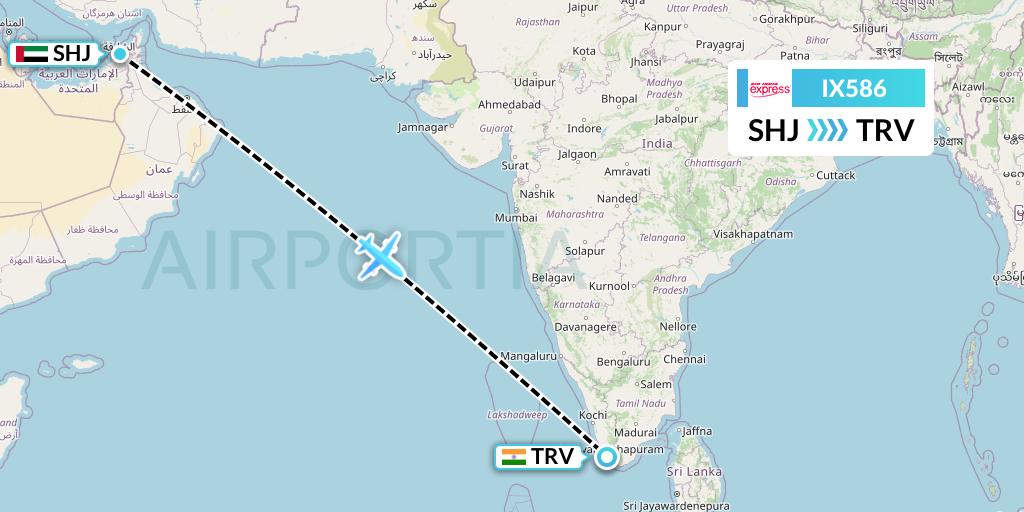 IX586 Flight Status Air India Express: Sharjah to Thiruvananthapuram ...