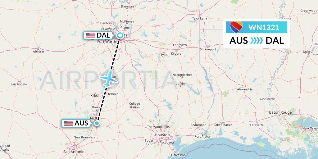 WN1321 Flight Status Southwest Airlines: Austin to Dallas (SWA1321)