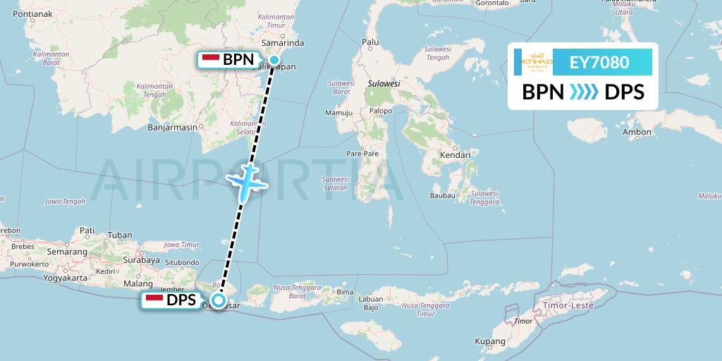 EY7080 Flight Status Etihad Airways: Balikpapan to Denpasar (ETD7080)