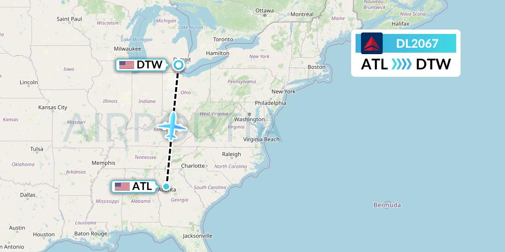 DL2067 Flight Status Delta Air Lines: Atlanta to Detroit (DAL2067)