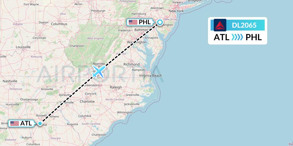 DL2065 Flight Status Delta Air Lines: Atlanta to Philadelphia (DAL2065)