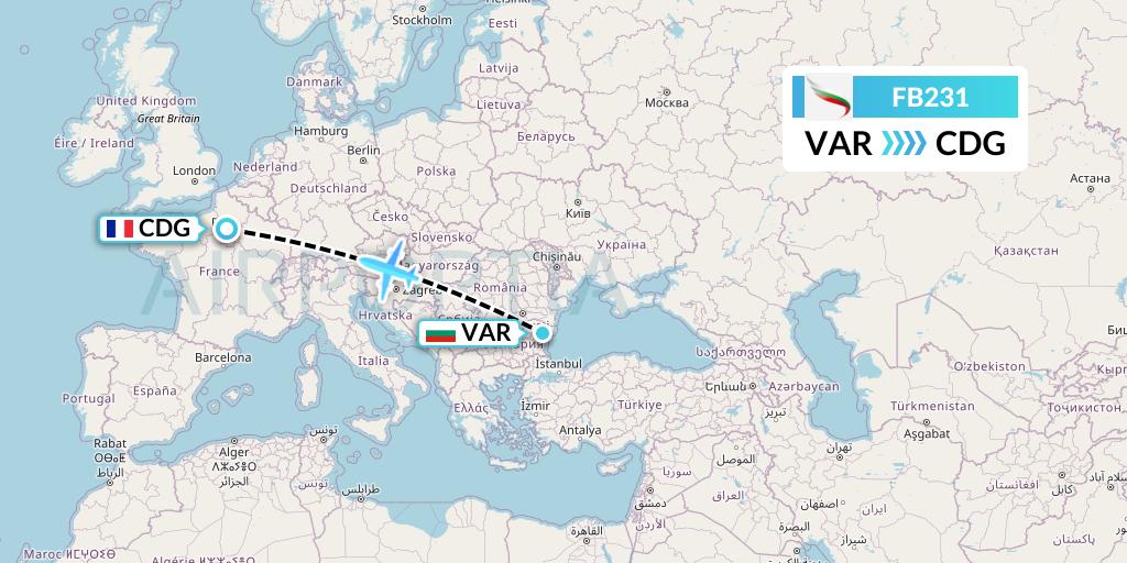 FB231 Flight Status Bulgaria Air: Varna to Paris (LZB231)