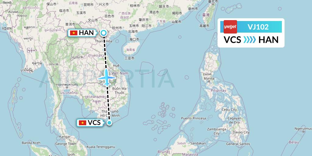VJ102 Flight Status VietJet Air: Con Dao to Hanoi (VJC102)