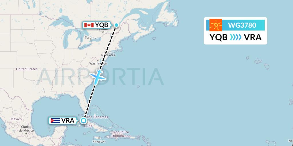WG3780 Flight Status Sunwing Airlines: Quebec to Varadero (SWG3780)