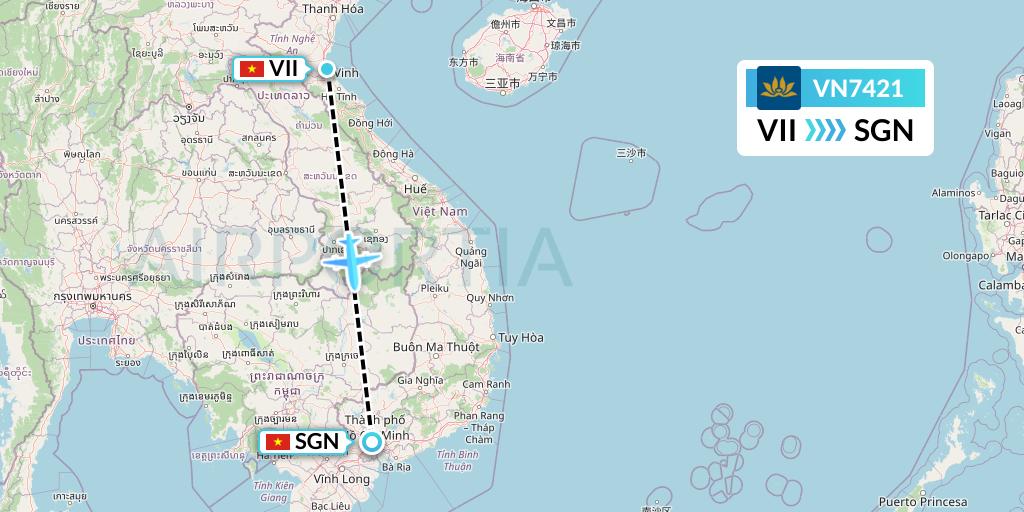 VN7421 Flight Status Vietnam Airlines: Vinh to Ho Chi Minh City (HVN7421)