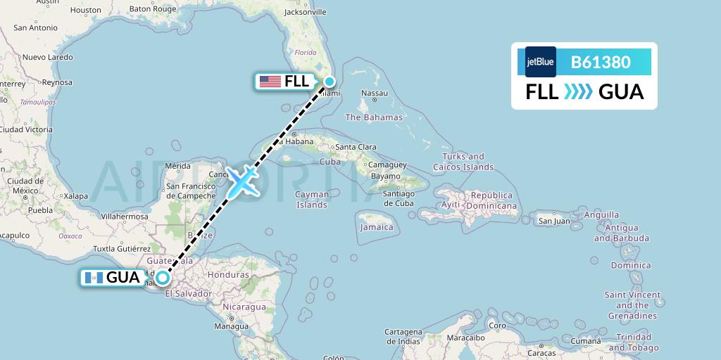 B61380 Flight Status JetBlue Airways: Fort Lauderdale to Guatemala City ...